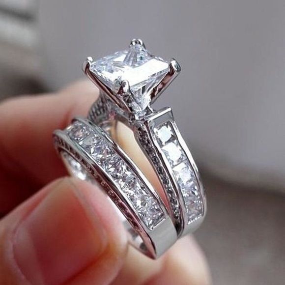 Jewelry | 925 Sterlingsilver Princess Cut Wedding Ring | Poshmark